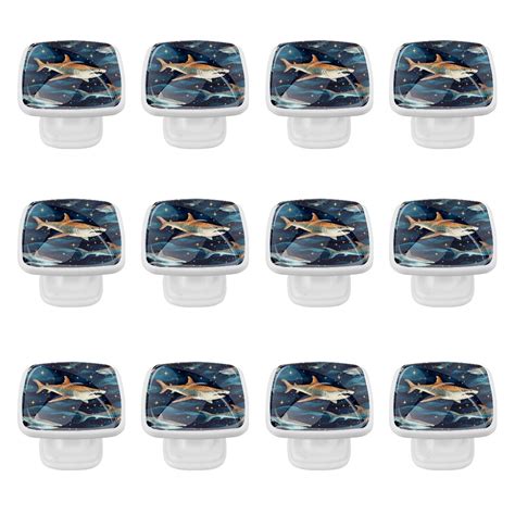 12 Pack Starry Sky Shark Square Cabinet Knobs Kitchen Cabinet Pulls Cupboard Handles Wardrobe