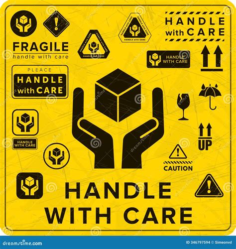 Handle With Care Fragile Item Protection Packaging Symbol Stock