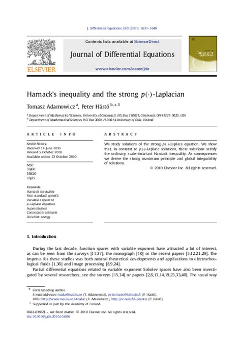 Pdf Harnacks Inequality And The Strong P ⋅ Laplacian