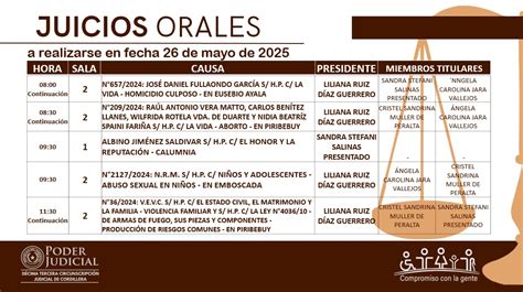 Xiii 26 De Mayo De 2025 ⚖ Juicios Orales De Fecha 26 De Mayo De 2025