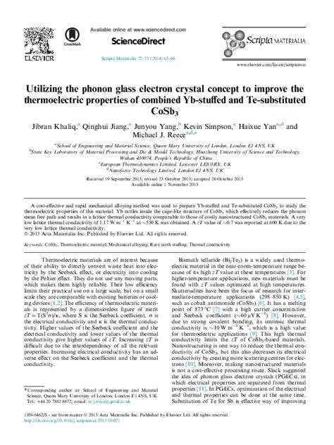 Pdf Utilizing The Phonon Glass Electron Crystal Concept To Improve