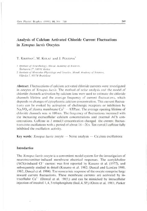 Pdf Analysis Of Calcium Activated Chloride Current Fluctuations In