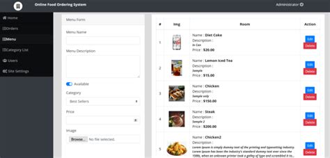 Online Food Ordering System Using Phpmysql Campcodes