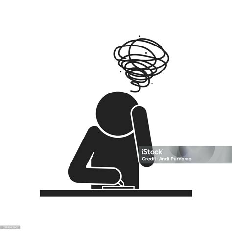 고립된 픽토그램 공부 열심히 마감 시간 혼란 책에 쓰기 바쁘고 교육 및 비즈니스 그래픽 요소 0명에 대한 스톡 벡터 아트 및 기타 이미지 Istock