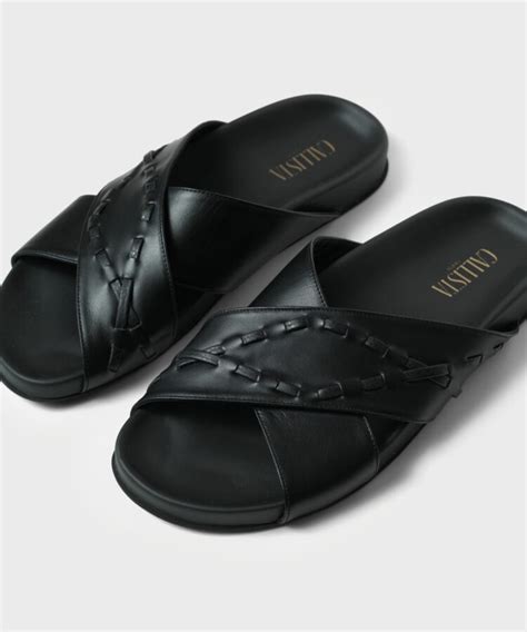 Scala Slides In Black Leather Callista