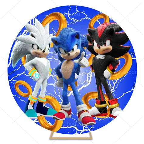 Fondo Azul Redondo De Sonic Decoración Para Fiesta De Cumpleaños De