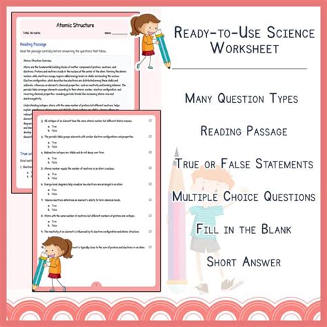Grade S10 Cience Atomic Structure Worksheet And Answer Key Pdf