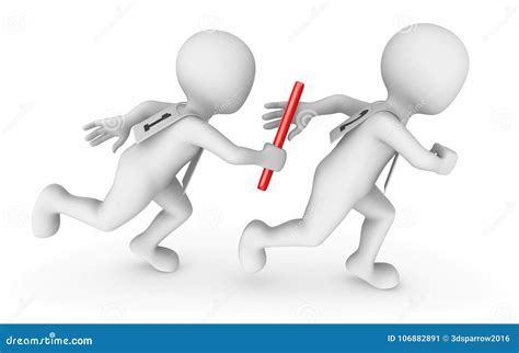 Relay 3d Small People Passes The Baton Stock Illustration