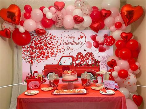 Avezano Valentines Day Backdrop Red Car Rose Love Heart