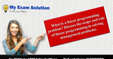 What Is A Linear Programming Problem Discuss The Scope And Role Of