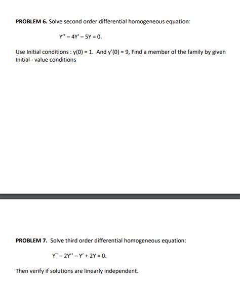 Solved Problem 6 Solve Second Order Differential