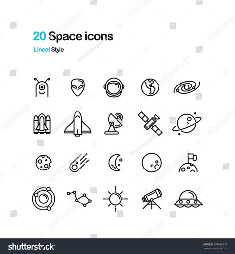 Outer Space Outline Vector Icons Stock Vector Royalty Free 697620178