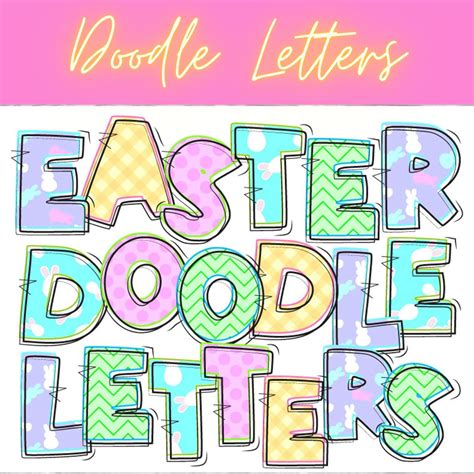 Easter Alphabet Letters Png Bundle Easter Font Doodle Alphabet