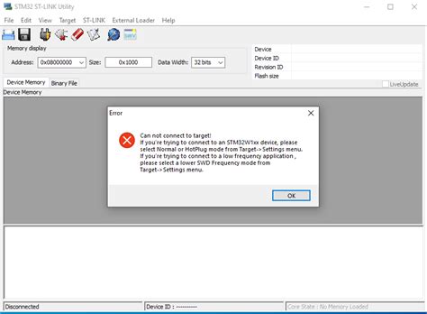 Using St Link Trying To Connect To Stm32h745 Disc