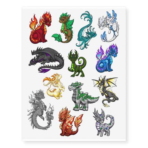 Elemental Dragon Temporary Tattoos Elemental Dragons Cute Dragon