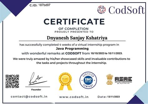 Codesoft Javaprogramming Javadevelopment Intern2023 Dnyanesh Kshatriya