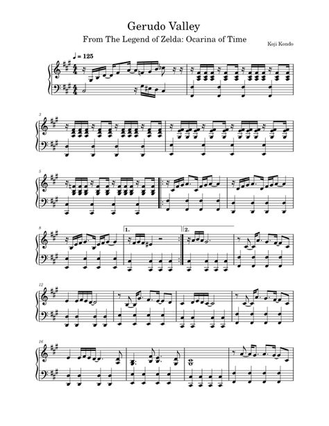Gerudo Valley Koji Kondo Gerudo Valley Sheet Music For Piano Solo