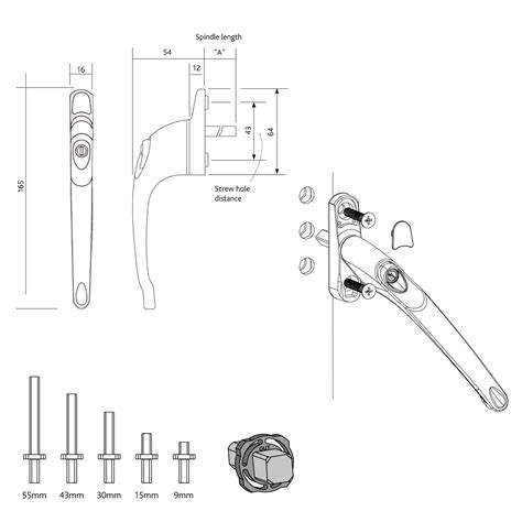 UPVC Universal Inline Window Handle Mm M Mm Mm Mm Spindle Lo UPVCSTORE