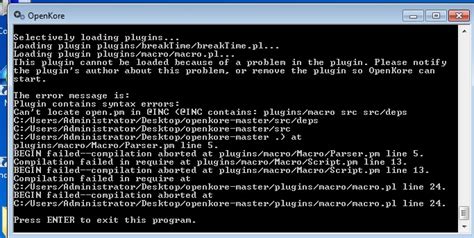 unable to load plugins · issue 863 · openkore openkore · github