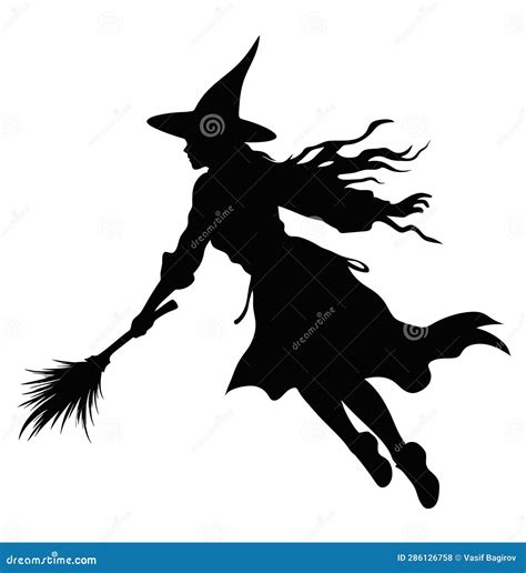 Vector Beautiful Witch Flying Witch With Broom Stock Illustration