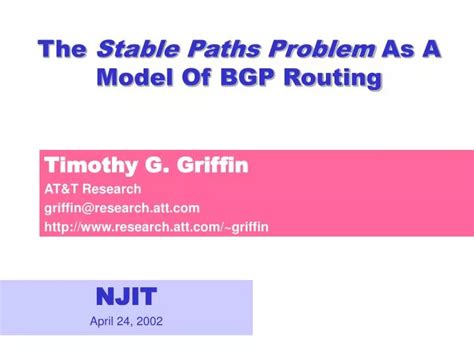 PPT The Stable Paths Problem As A Model Of BGP Routing PowerPoint
