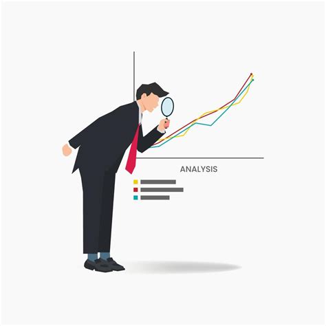 Businessman Holding Magnifying Glass With Line Chart Analysis Vector Illustration 22370988
