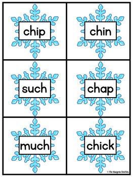 Winter Phonics Snowflake Digraph Sort With Ch Sh Th Wh Tpt