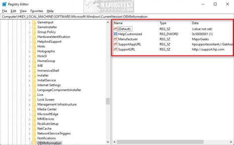 How To Add Edit Or Change OEM Information In Windows 10 MajorGeeks
