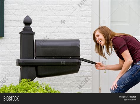 Girl Checking Mail Image And Photo Free Trial Bigstock