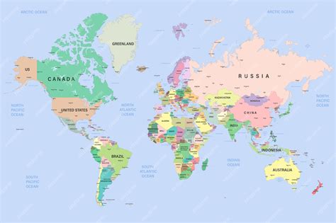 Mapa Político Global Del Mundo Mapa Altamente Detallado Con Fronteras