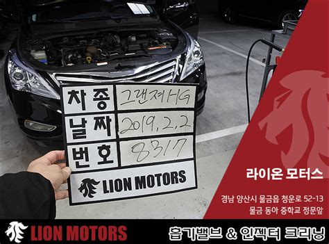 그랜져hg흡기밸브크리닝양산물금라이온모터스흡기클리닝gdi흡기크리닝인젝터크리닝엔진노킹증산범어석산카센터자동차정비울산정관기장카센타인젝터클리닝