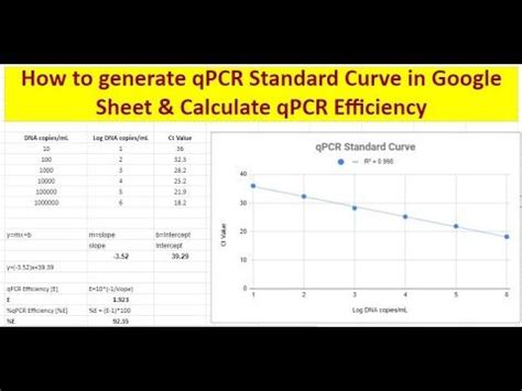 How To Generate QPCR Standard Curve Calculate QPCR Assay Efficiency In Google Sheets