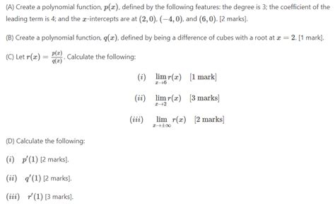 Solved A Create A Polynomial Function P Defined By Chegg