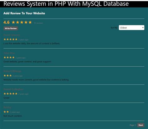 Reviews System In Php With Mysql Database Jdelstore Marketplace