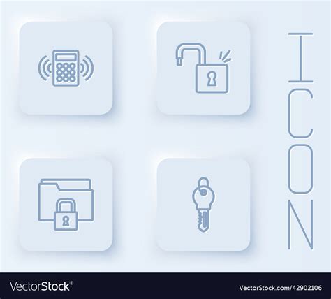 Set Line Security Keypad Access Panel Open Vector Image