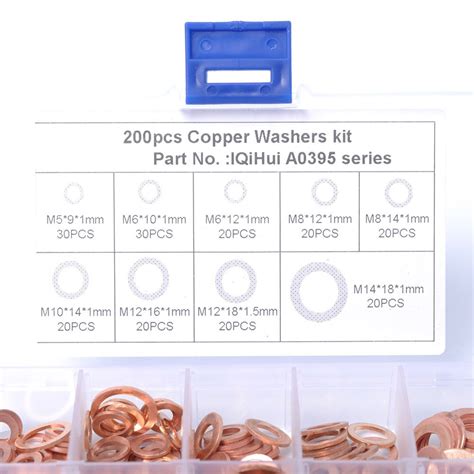 9 Sizes Solid Copper Crush Washers Assorted Seal F Vicedeal