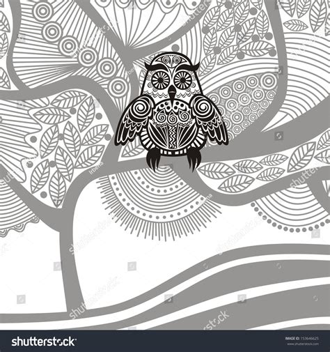 Owl Tree Vector Illustration Stock Vector Royalty Free 153646625 Shutterstock