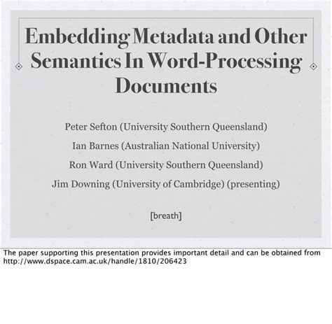 Embedding Metadata In Word Processing Documents Pdf