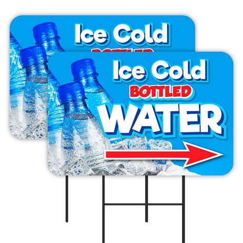 Ice Cold Bottled Water 2 Pack Double Sided Yard Signs 16 X 24 With