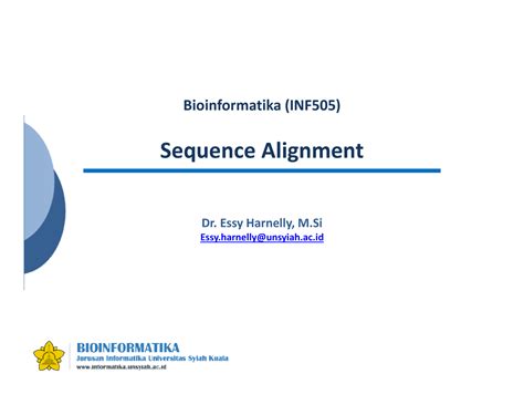 Kuliah Ke 4 Sequence Alignment Sequence Alignment Dr Essy Harnelly