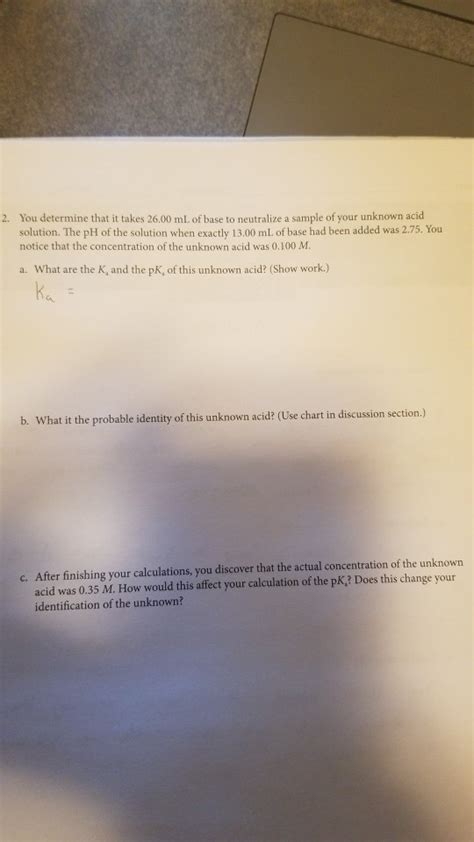Solved 2 You Determine That It Takes 26 00 ML Of Base To Chegg Com