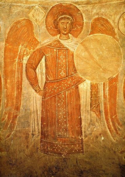 фрески АРХАНГЕЛ Xiv век Церковь Феодора Стратилата на Ручью Новгород Фреска в куполе