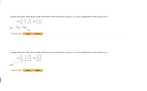 solved express the column matrix b as a linear combination