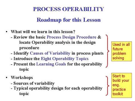 Process Operability Class Materials Introduction To Operability Basic