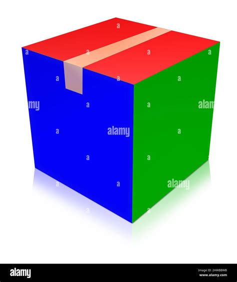 Rgb Shipping Box Blank Template Red Green And Blue For Presentation