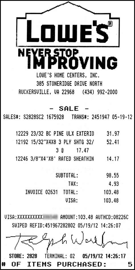 Home Depot Receipt Template