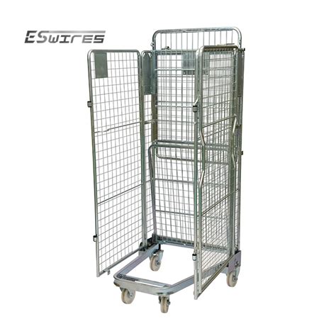 4 Sided Logistics Cargo Welded Nesting Storage 500kg Wire Mesh Foldable