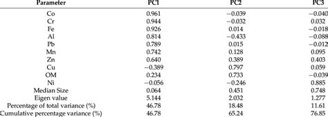 Principal Component Analysis Results Rotated Component Matrix And