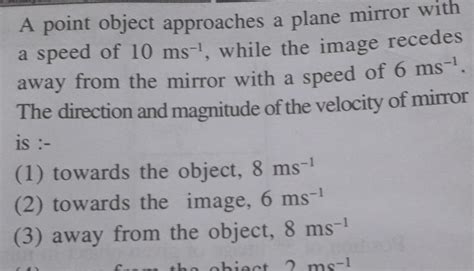 Answered A Point Object Approaches A Plane Mirror With A Speed Of 10 Kunduz