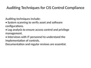 CIS Compliance Checks For Auditors And Internal Auditors PPT